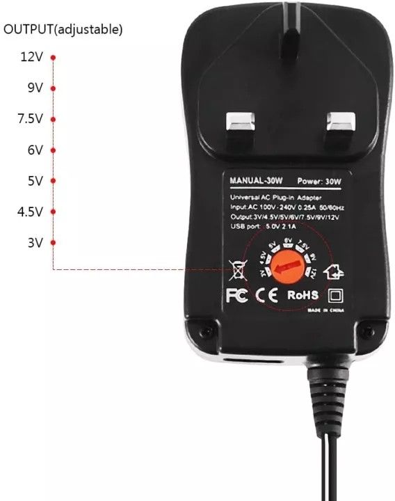12v dc power supply power supply 30W Universal AC to DC Power Adapter 100-240V to 3V 4.5V 5V 6V ...