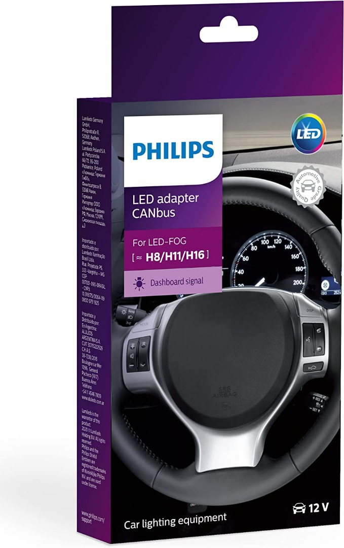 1803) PHILIPS 18954C2 Adapter for H8, H11, H16 LED Headlights, 12V, 2 ...
