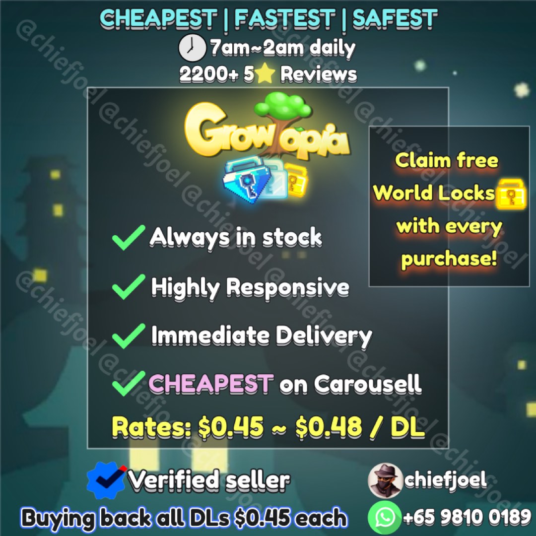 2200+ 5⭐️ Reviews|Cheapest Growtopia Diamond Locks/DLs/DL/Blue Gem ...