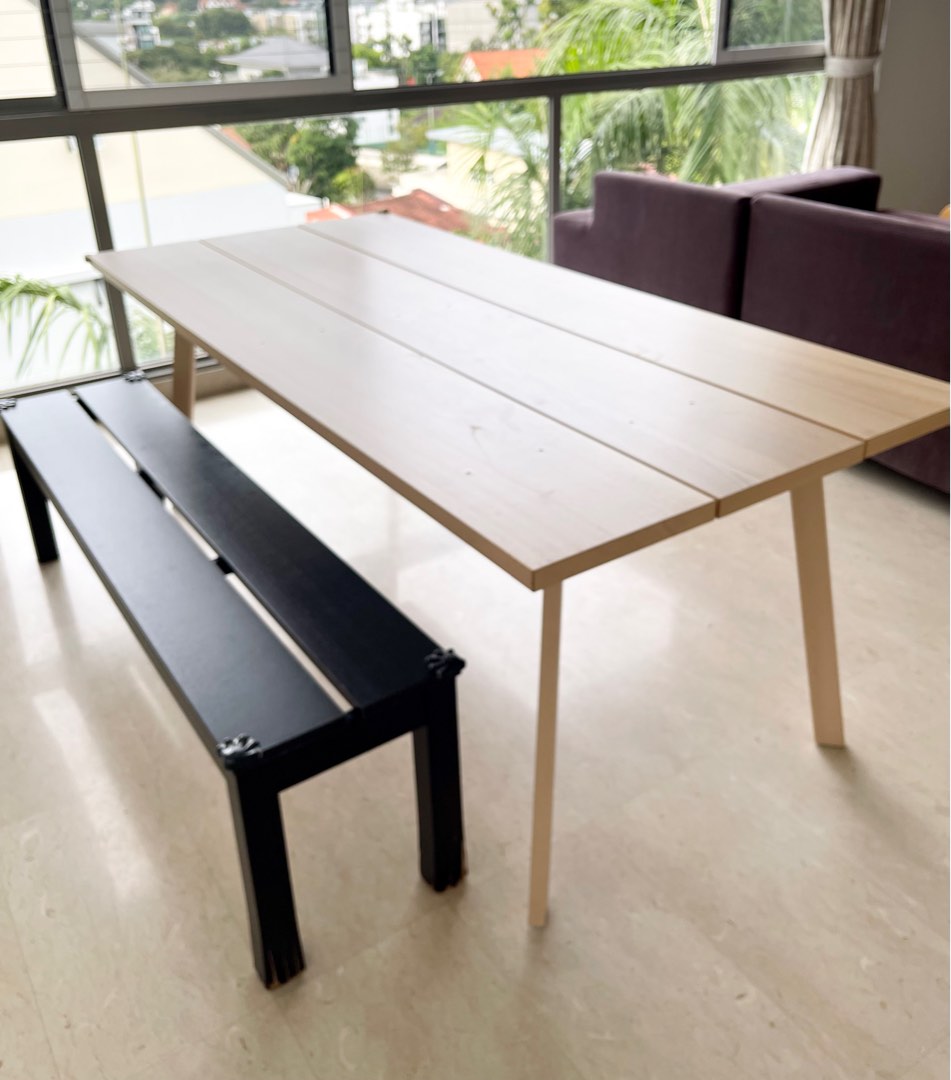 2metre table + bench set, Furniture & Home Living, Furniture, Tables ...