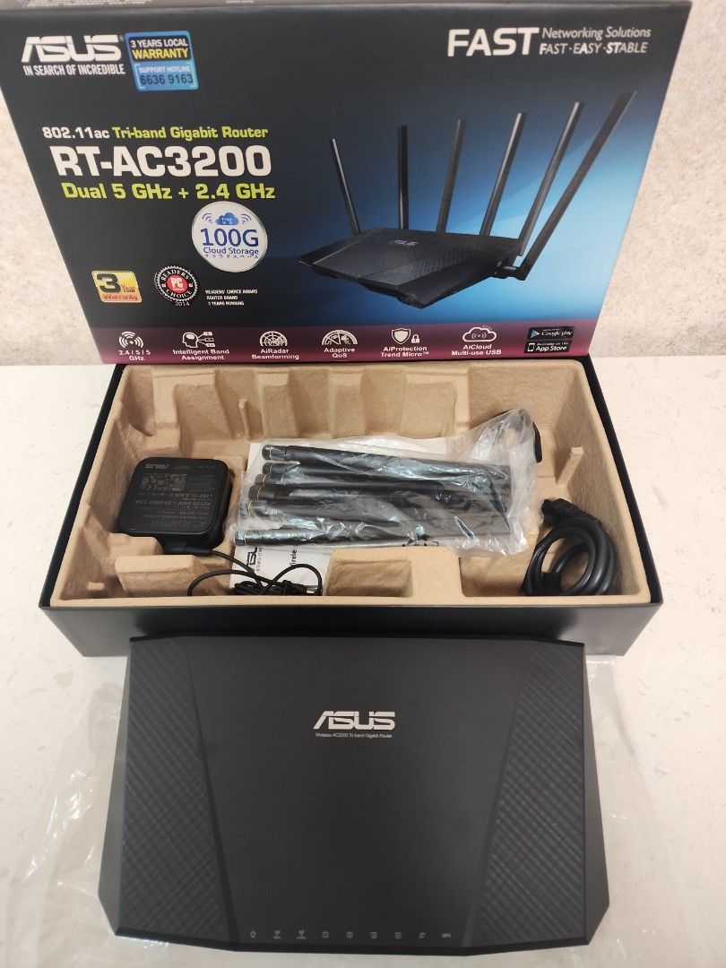Asus RT-AC3200 Tri-band Gigabit Router, Computers & Tech, Parts ...