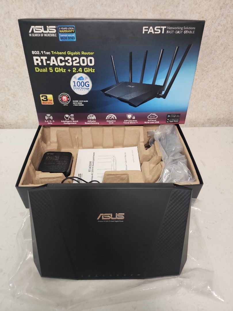 Asus RT-AC3200 Tri-band Gigabit Router, Computers & Tech, Parts ...