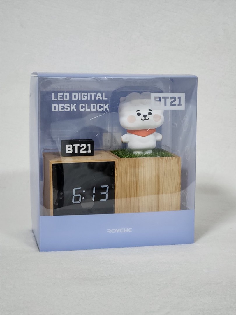 Official BT21 Baby RJ LED Digital Bamboo Desk Clock, Hobbies & Toys ...