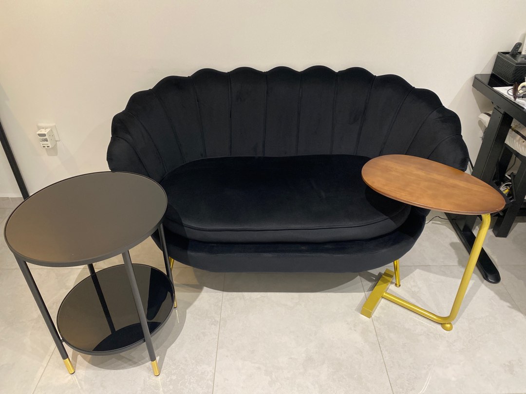 Velvet Seashell 2 Seater Sofa | Coffee Side Tables, Furniture & Home ...