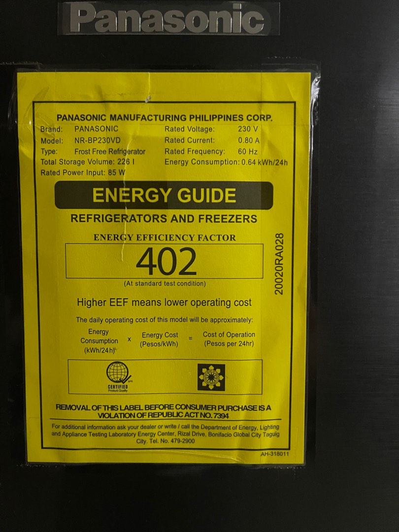 Brand New Panasonic Refrigerator, TV & Home Appliances, Kitchen ...