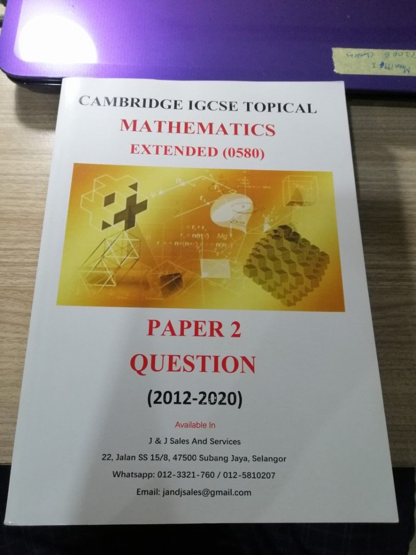Cambridge Igcse Maths 0580 Paper 2 Topical Questions 2012 2020 Hobbies And Toys Books