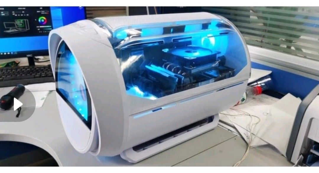 Circular White Gaming PC Case with RGB fan, Computers & Tech, Parts ...