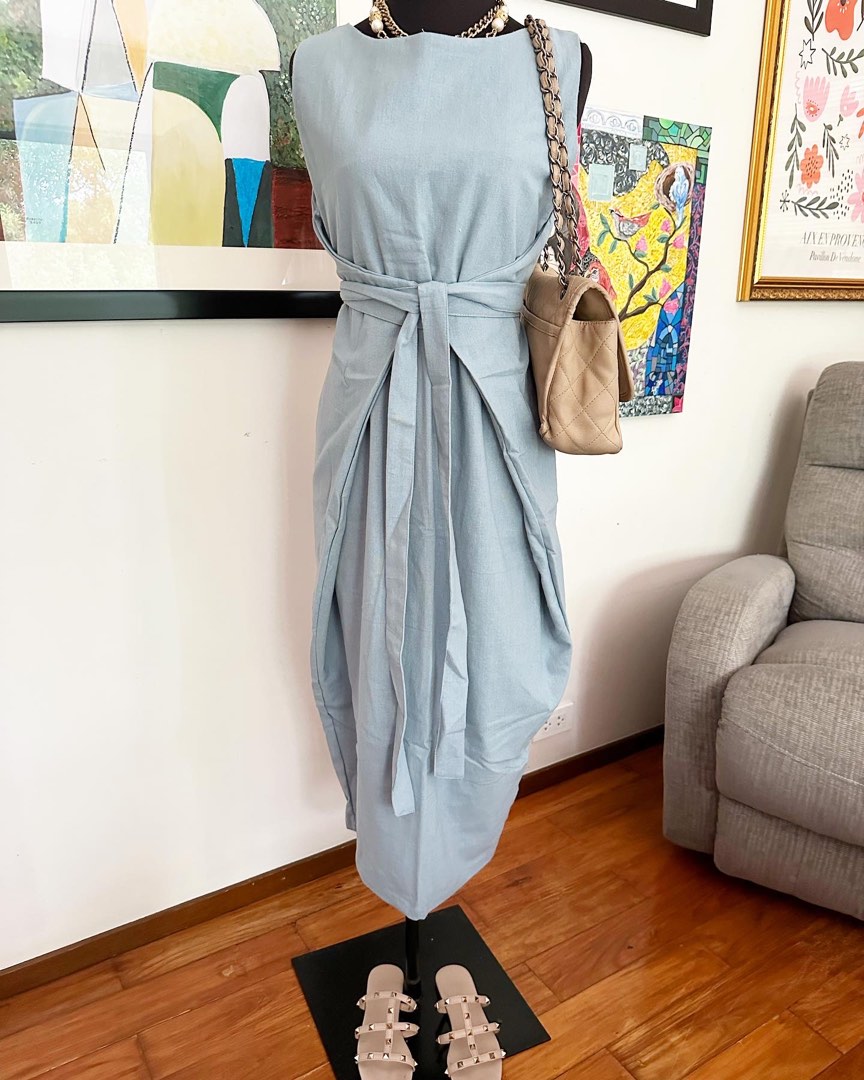 Coco Manille Origami Dress in Sky, Women's Fashion, Dresses & Sets ...