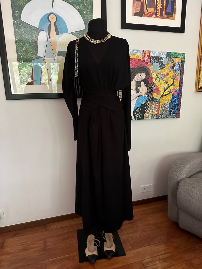 COS black deep v neck maxi dress, Women's Fashion, Dresses & Sets ...