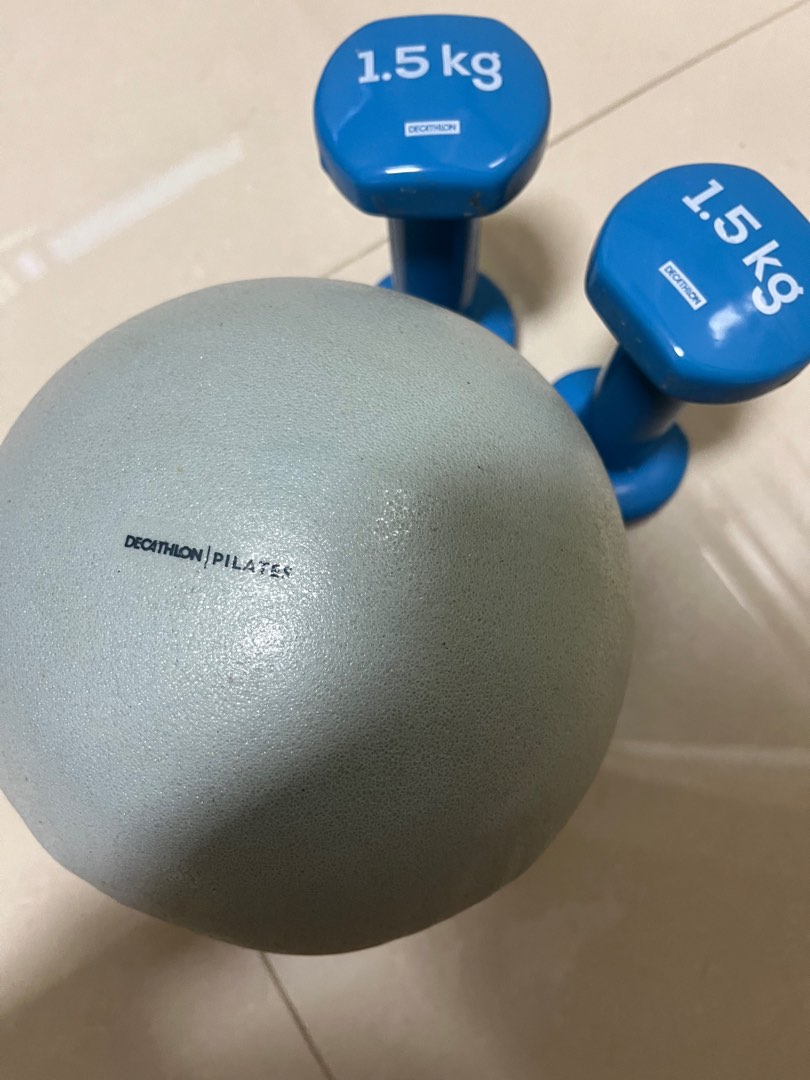 Decathlon 1.5kg Dumbells & Pilates Ball, Sports Equipment, Exercise ...
