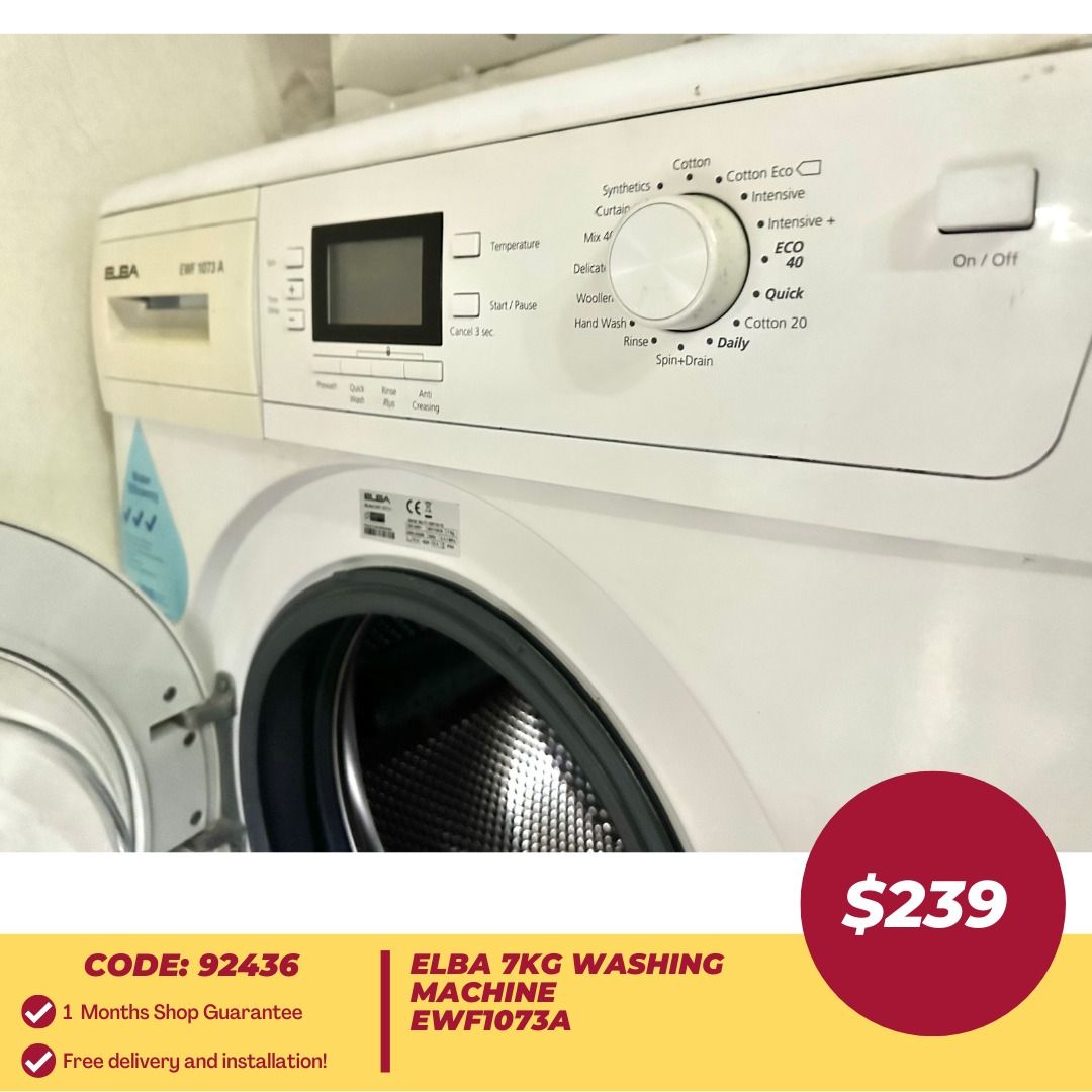 ELBA 7KG Front-Loader Washing Machine EWF1073A (92436), TV & Home ...