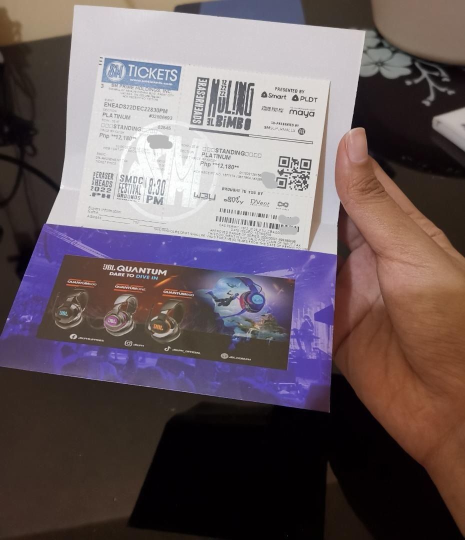 PLATINUM Ticket ERASERHEADS HULING EL BIMBO 2022, Tickets & Vouchers, Event Tickets on Carousell