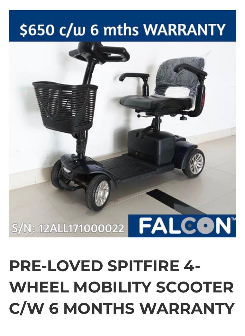 Falcon PRE-LOVED SPITFIRE 4- WHEEL MOBILITY SCOOTER C/W 4 MONTHS ...