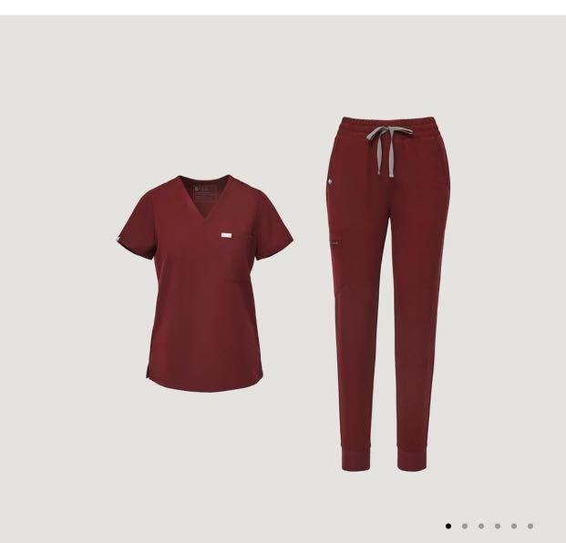 Figs Scrub Set in Burgundy, Women's Fashion, Bottoms, Other Bottoms on ...