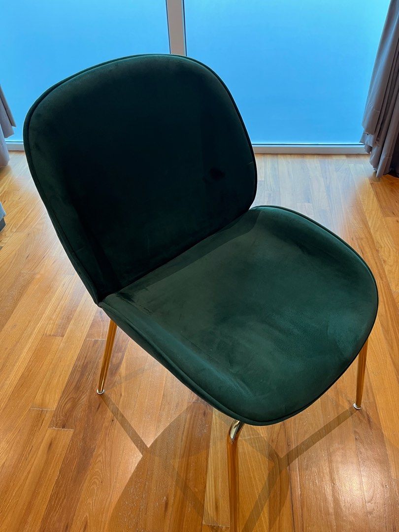 FortyTwo Beetle Chair Replica with Gold Legs (Green), Furniture & Home ...