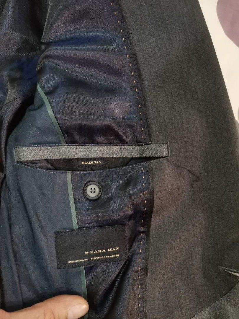 Full set blazer & trouser Zara Man black tag Grey, Men's Fashion, Coats ...