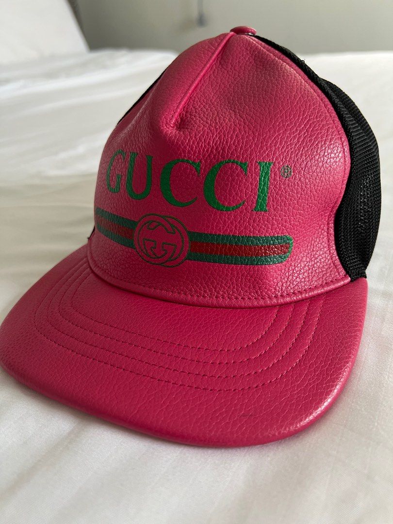 Gucci pink Leather Cap, Men's Fashion, Watches & Accessories, Caps ...