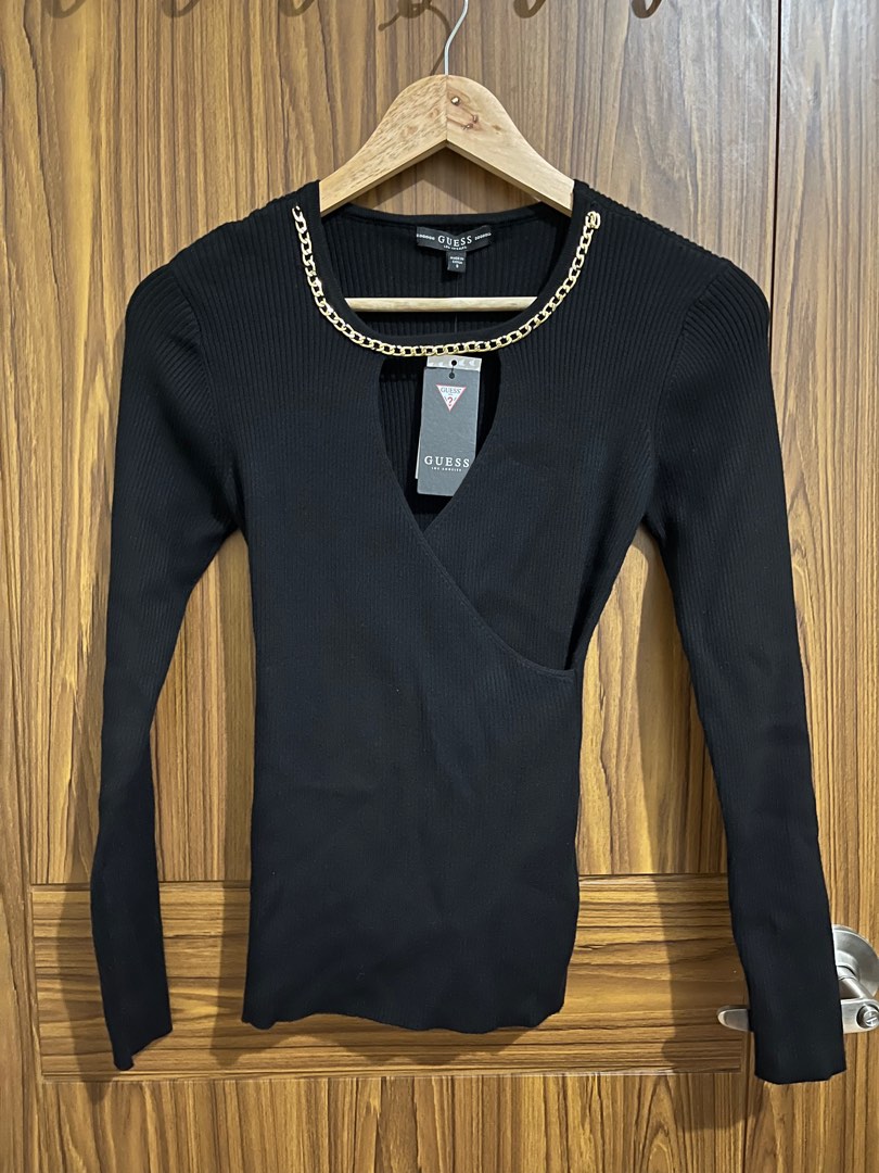 Guess Ribbed Long Sleeves, Women's Fashion, Tops, Longsleeves on Carousell