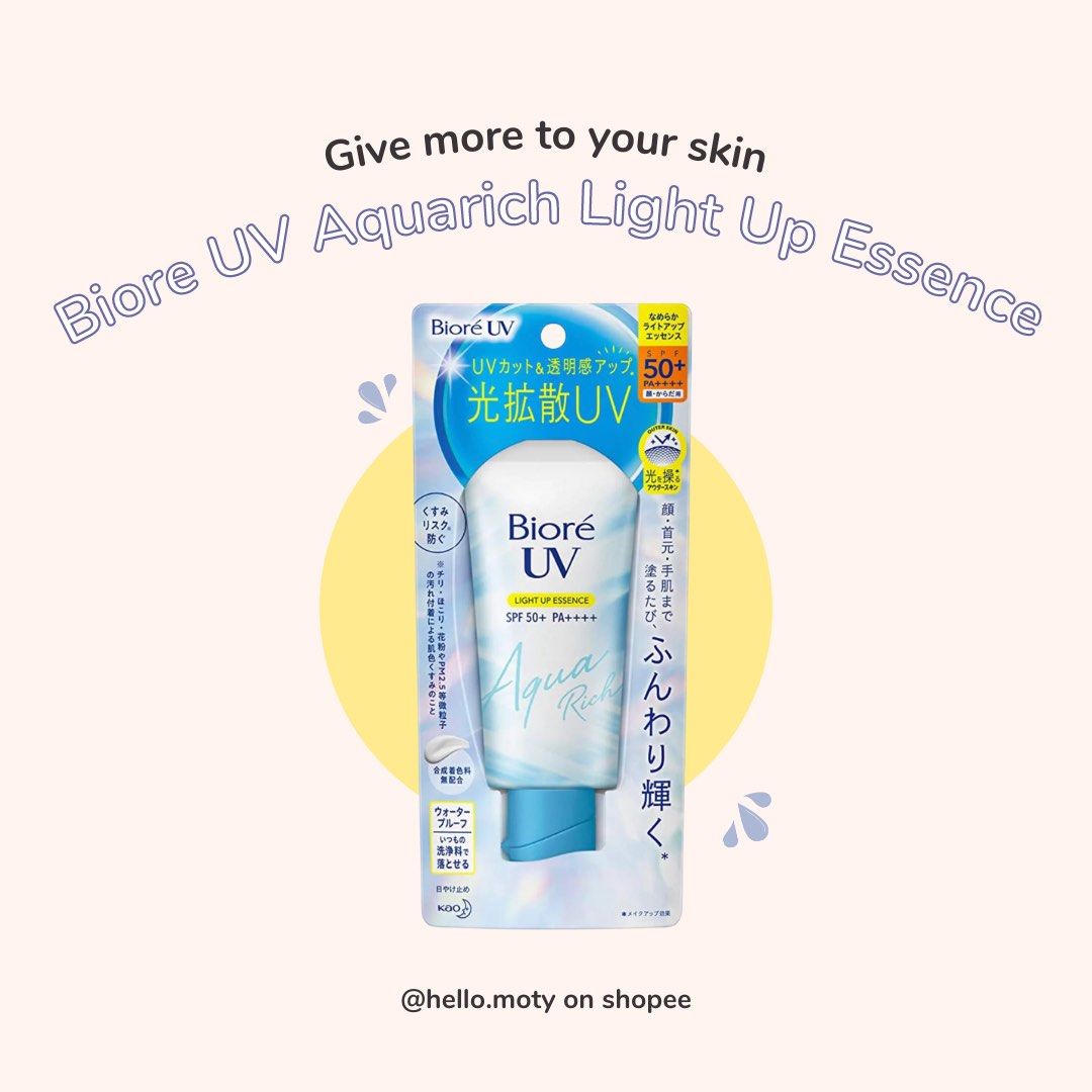 Kao - Biore UV Aqua Rich Light Up Essence SPF 50+ PA++++, Beauty & Personal Care, Face, Face ...