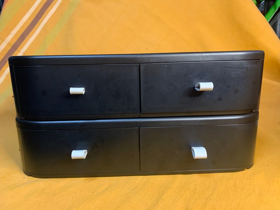 [ AA-13-205 ] Set of 2 black monitor riser w/ drawers (plastic ...