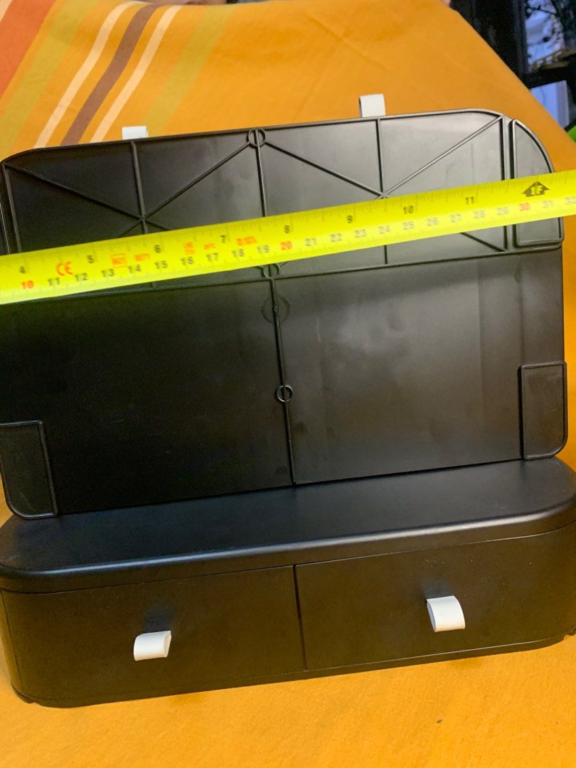 [ AA-13-205 ] Set of 2 black monitor riser w/ drawers (plastic ...