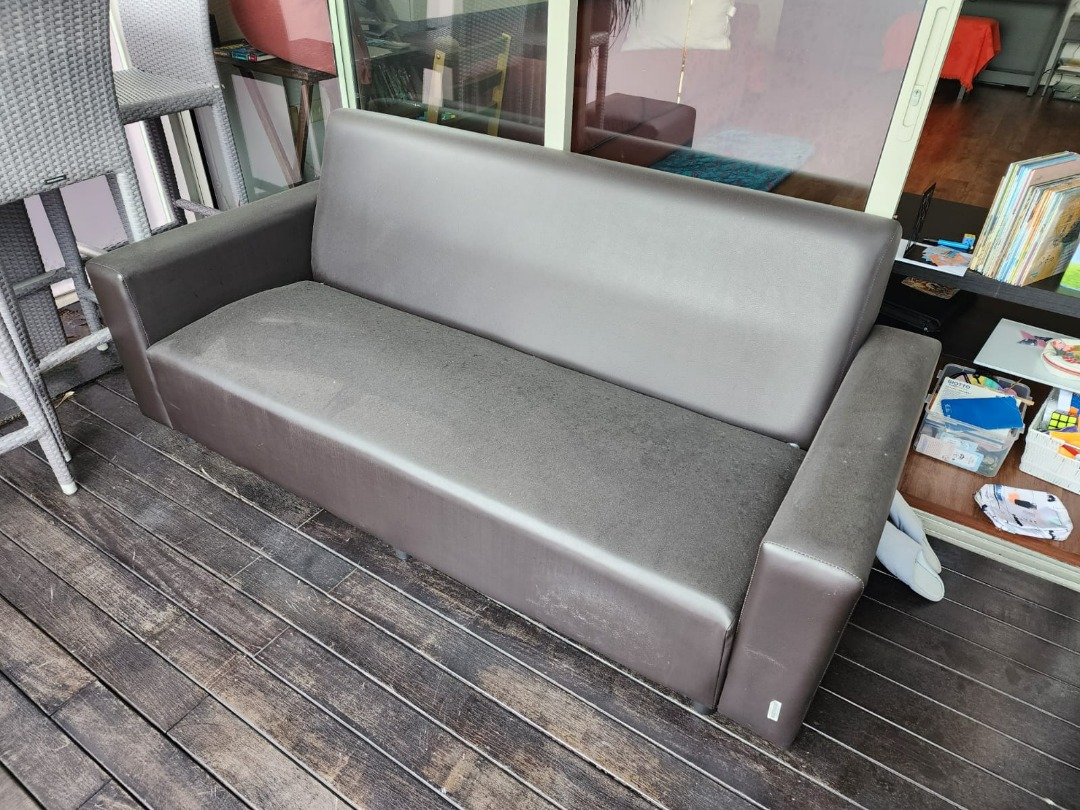 L-Shape PVC sofa that fit 4 persons, Furniture & Home Living, Furniture ...