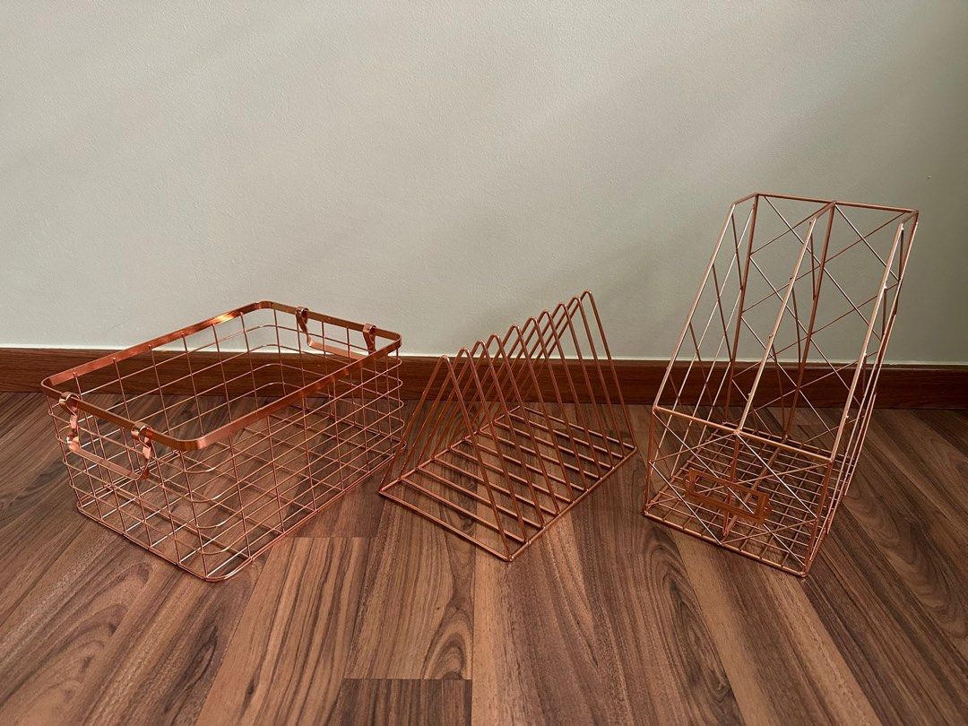 Luxe Rose Gold Stationery Set - Paper / File Organiser, Magazine / File ...