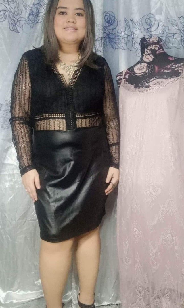 Mafia themed dress Black leather with mesh, Women's Fashion, Dresses ...