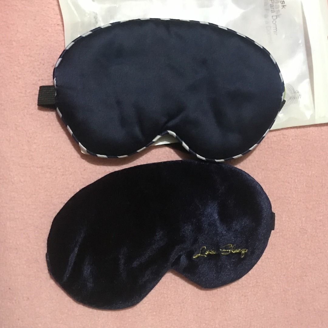 Miniso Navy Blue Eye Mask Cover Satin Velvet, Hobbies & Toys, Travel ...