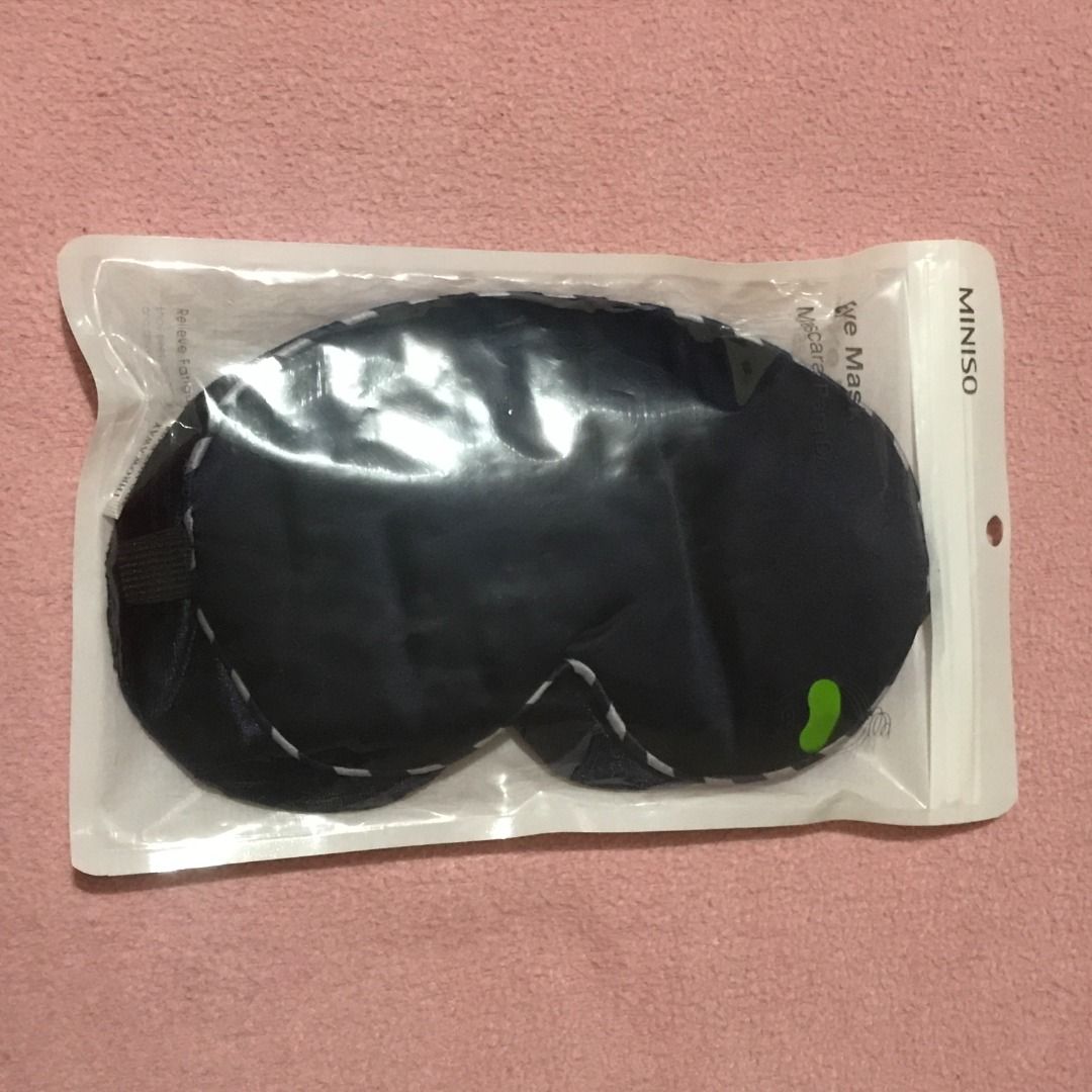 Miniso Navy Blue Eye Mask Cover Satin Velvet, Hobbies & Toys, Travel ...