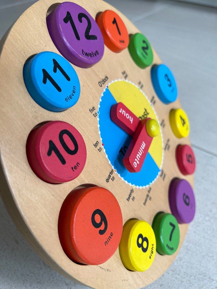 Montessori Wooden Learning Clock by Discovery, Toys R Us, Hobbies ...