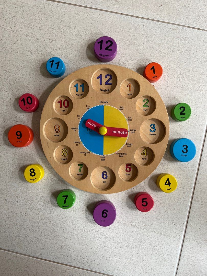 Montessori Wooden Learning Clock by Discovery, Toys R Us, Hobbies ...