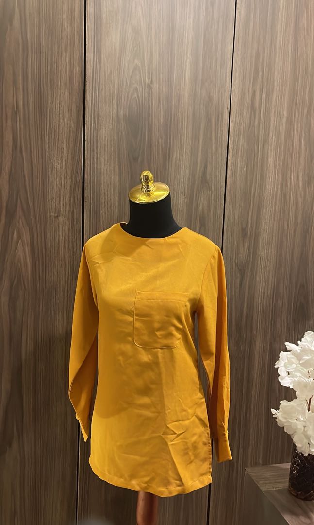 Mustard Top Ats the label x sandra dewi, Fesyen Wanita, Pakaian Wanita ...