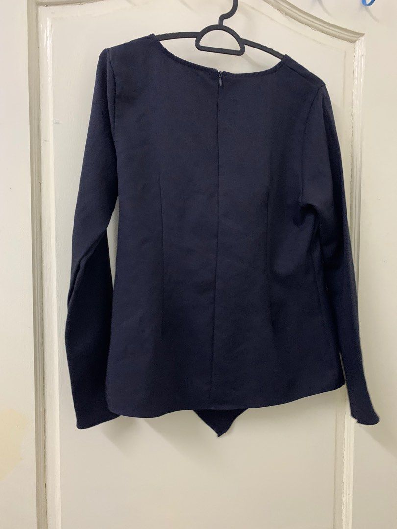 Navy Blue Top, Women's Fashion, Tops, Blouses on Carousell