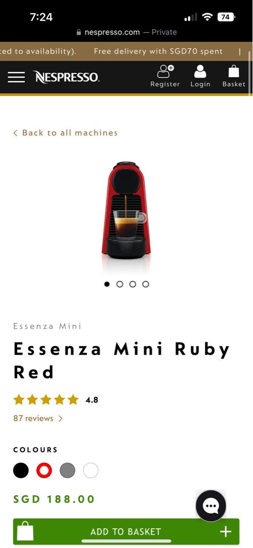 Nespresso Essenza mini d30 sg (Ruby red), Furniture & Home Living ...