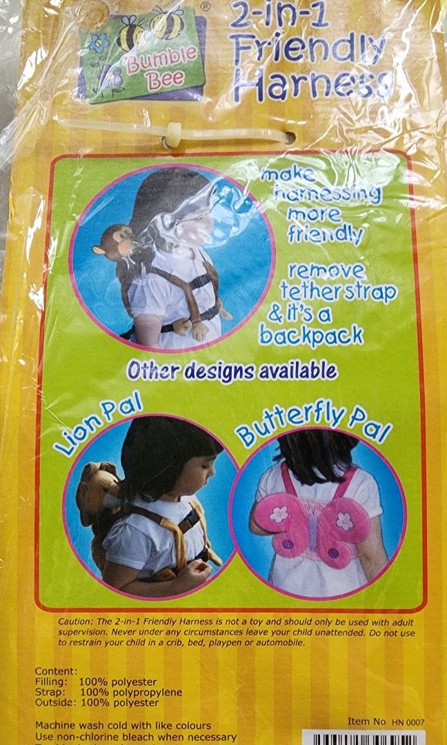 NEW Bumble Bee 2 in 1 Safety Harness Bag, Babies & Kids, Going Out ...