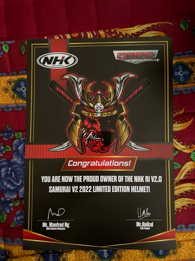 NHK Limited edition samurai helmet, Motorcycles, Motorcycle Apparel on ...