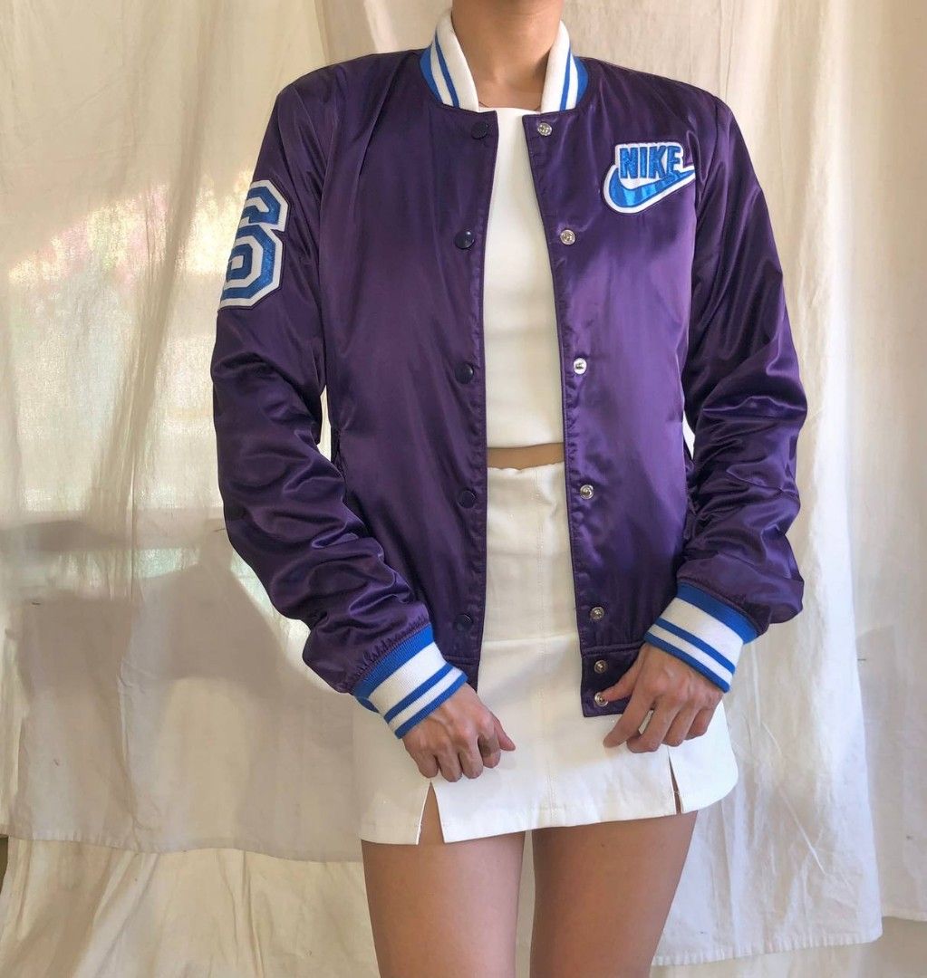 Nike purple satin bomber jacket, Women's Fashion, Coats, Jackets and ...