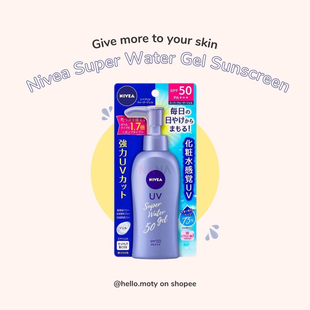 Nivea Japan - UV Super Water Gel SPF 50 PA+++ 140g, Beauty & Personal Care, Face, Face Care on ...