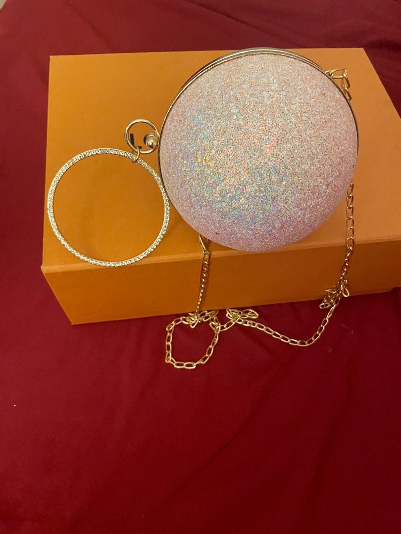 Pink Glitter Ball Bag, Women's Fashion, Bags & Wallets, Clutches on ...