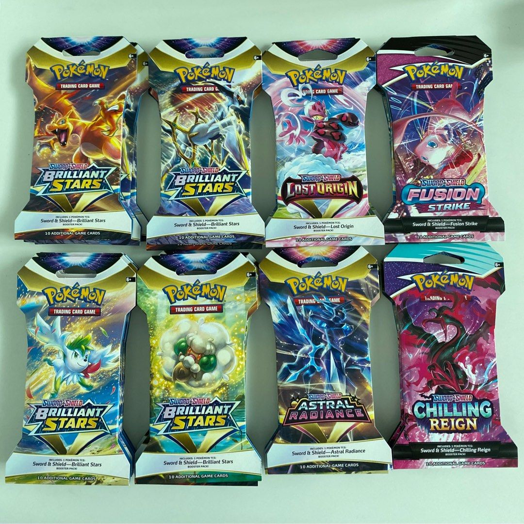 Pokemon Blister Sleeved Booster Packs Brilliant Stars, Chilling Reign ...