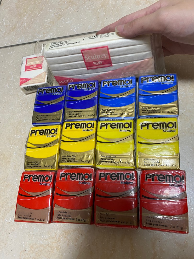 Premo Sculpey Clay (white, red, blue, yellow), Hobbies & Toys ...