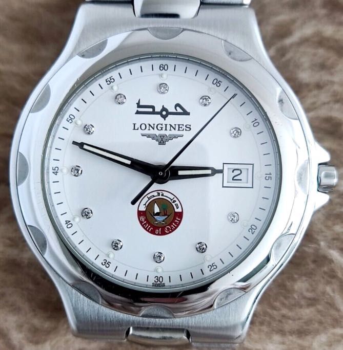 RARE!! Longines CONQUEST DIAMONDS State of Qatar L1.632.4 Steel 37mm ...