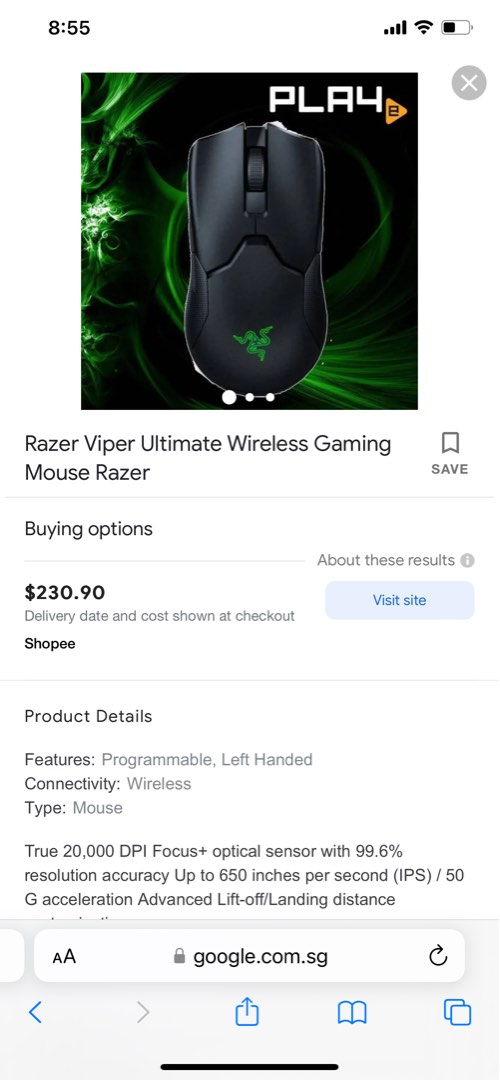 Razer Viper Ultimate, Computers & Tech, Parts & Accessories, Mouse ...