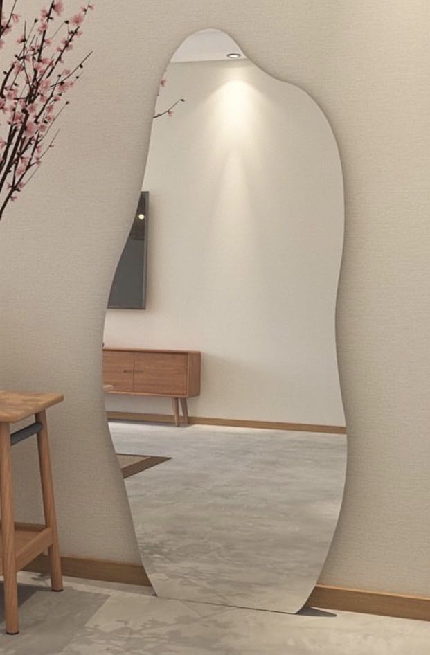 Aesthetic customized 6x2.5 feet mirror with wood stopper, Furniture ...