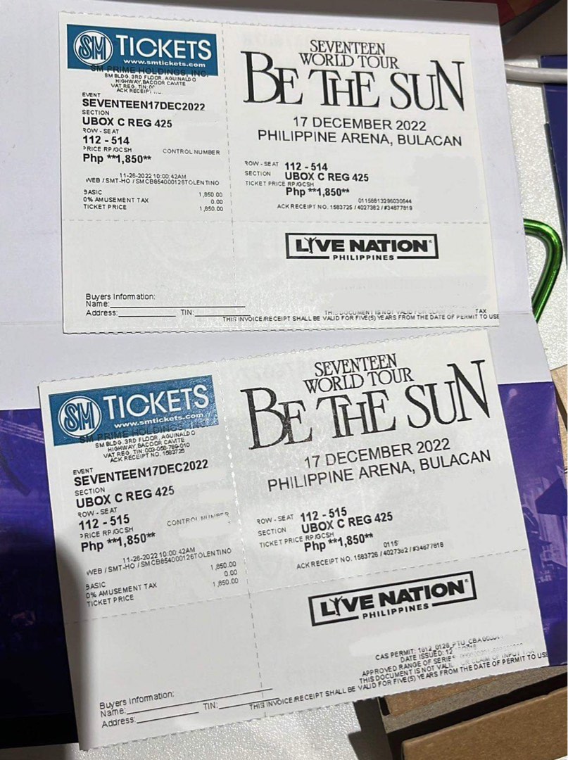 SEVENTEEN BE THE SUN IN BULACAN UBC REGULAR BETS SVT, Tickets & Vouchers, Event Tickets on Carousell