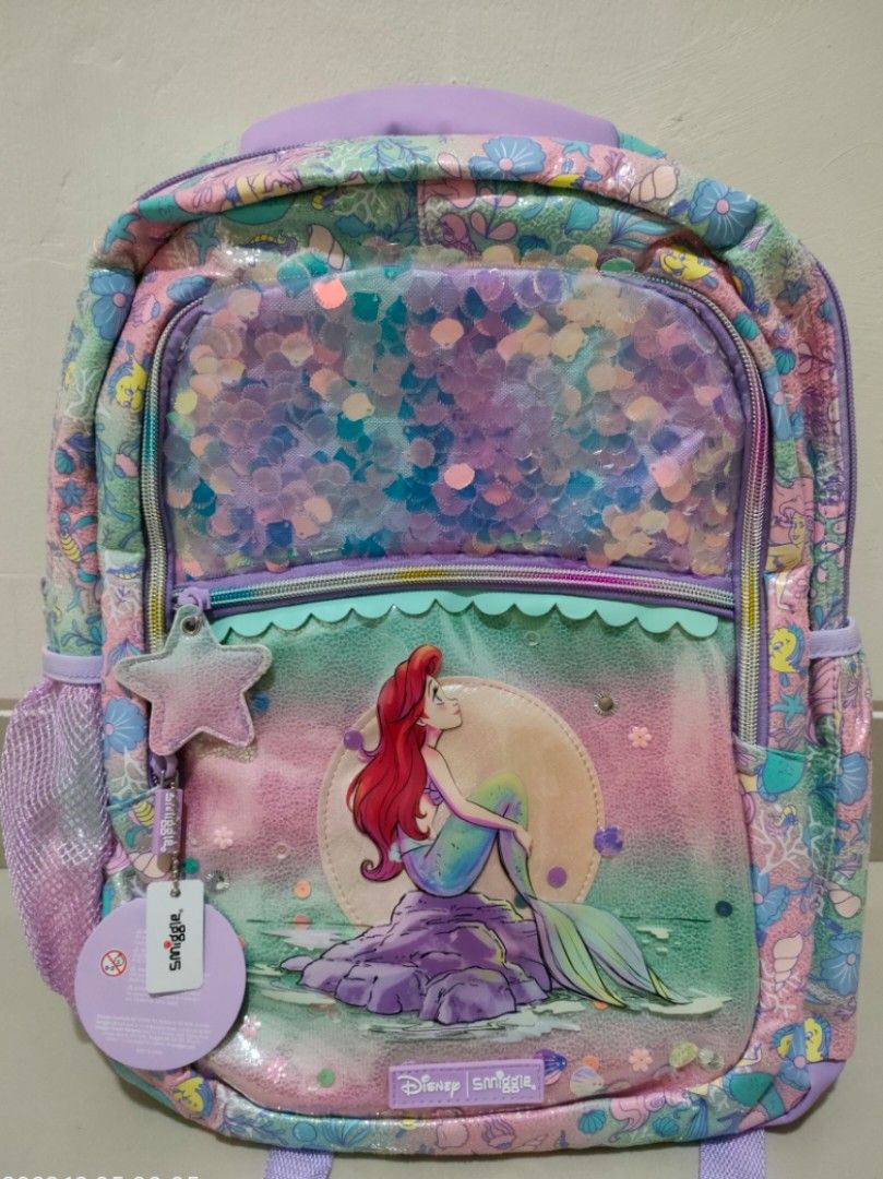 Smiggle x Disney - Ariel Backpack, Fesyen Pria, Tas & Dompet , Ransel ...