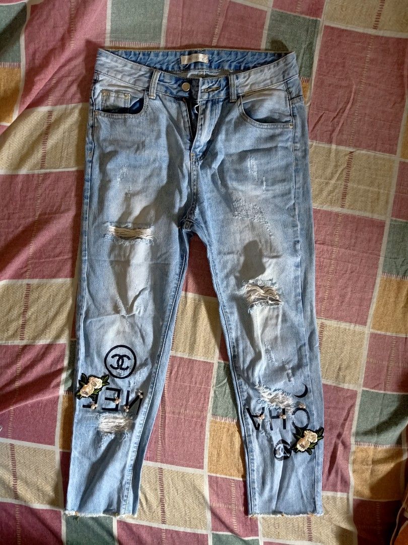 Super High waist Tattered Jeans, Women's Fashion, Bottoms, Jeans on ...