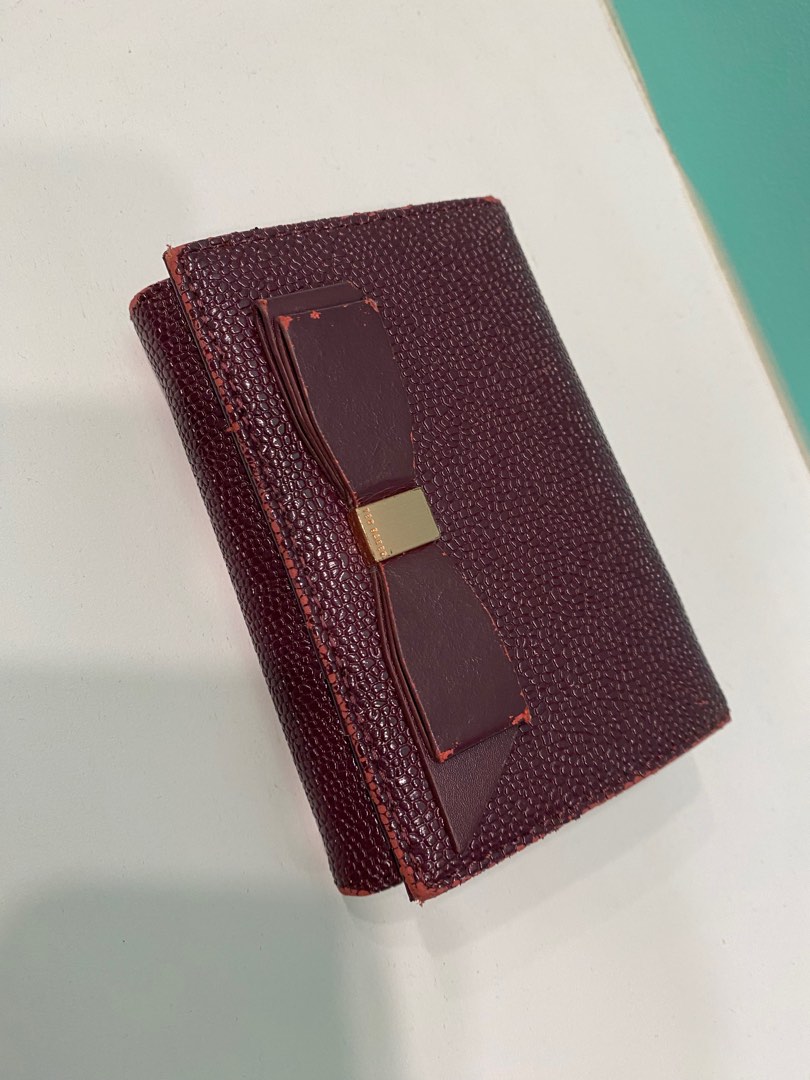 Ted baker maroon wallet with rose gold zip, Women's Fashion, Bags ...