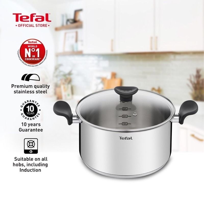 Tefal Primary Stewpot 24cm w/Lid E3084604 Stainless steel, Furniture & Home Living, Kitchenware ...